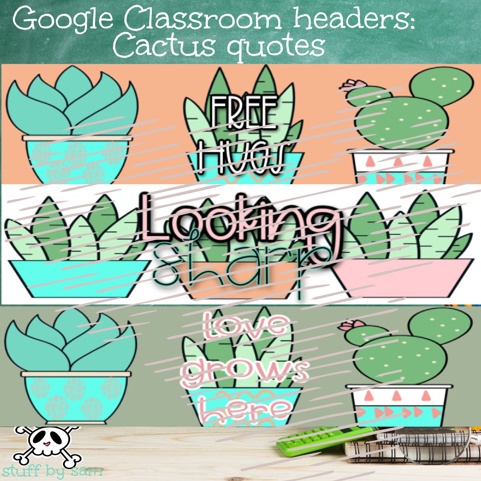 Google Classroom Headers Digital and Remote Learning Cactus Theme - Etsy