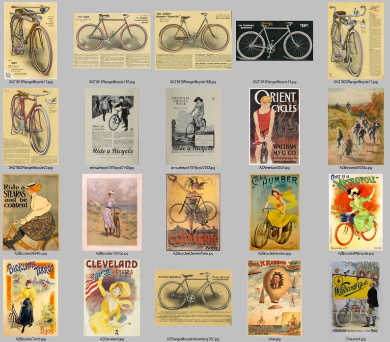 Bicycle Advertising Art Vintage Magazine Illustrations Digital Download ...