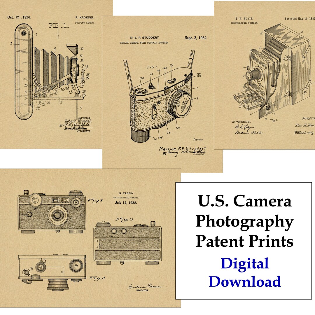 U.S. Camera Photography Patent Designs Digital Download Prints Vintage ...