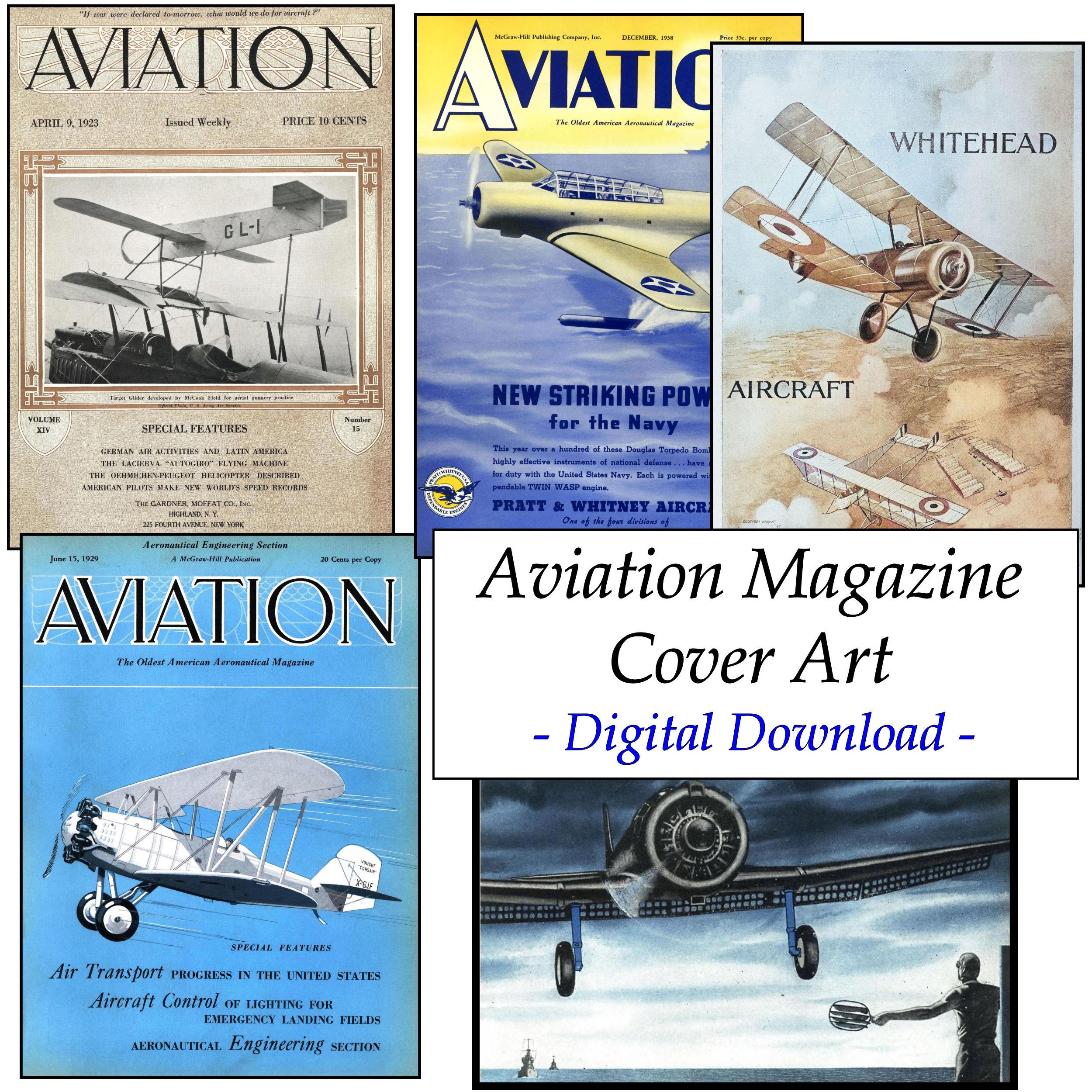 Aviation Magazine Cover Art Vintage Airplane Illustrations Ephemera ...