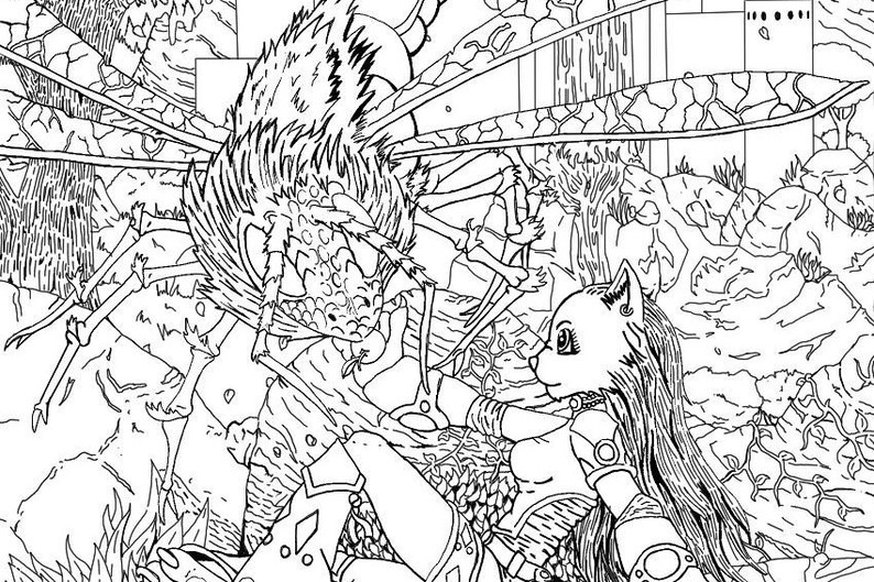 Cats of Fantasy Coloring Pages - Etsy