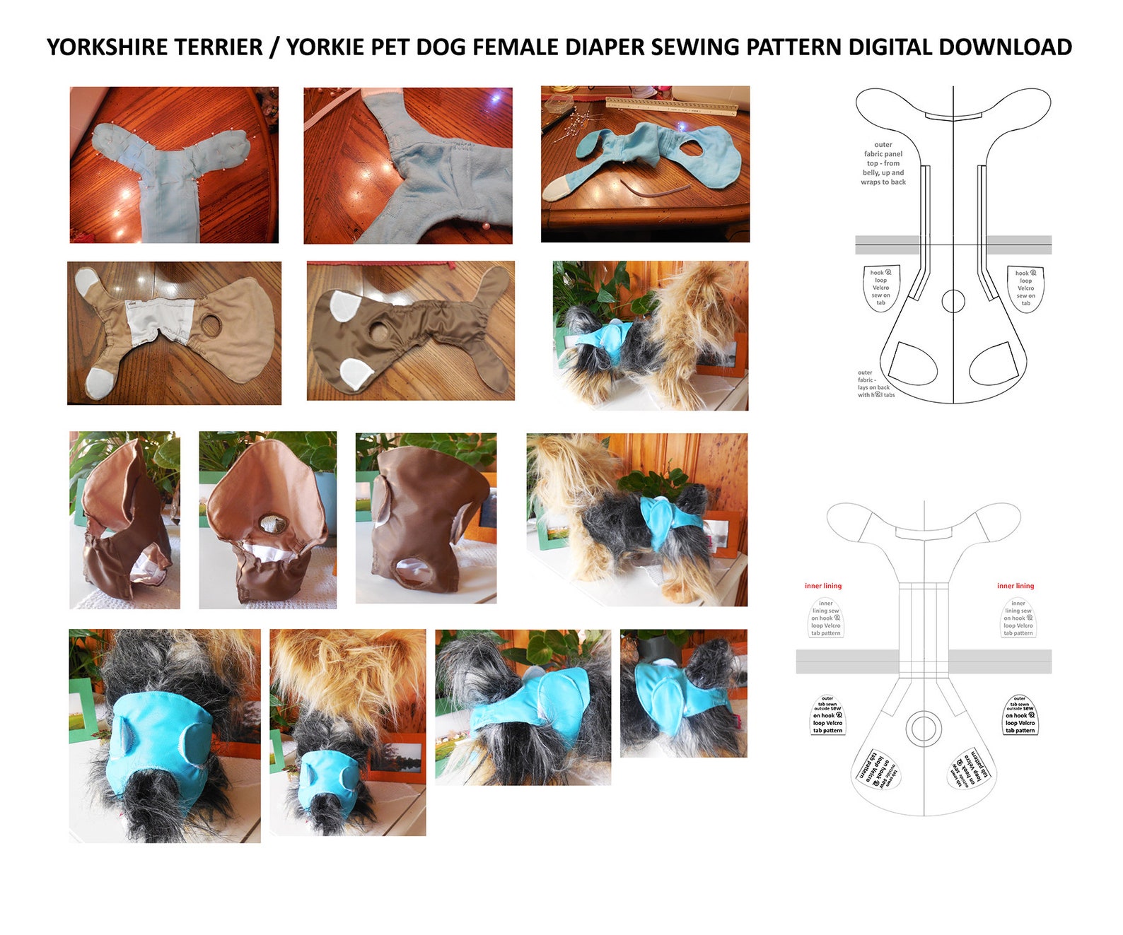 Yorkie Female Dog Diaper Sewing Pattern: (PDF Download) Sewing ...