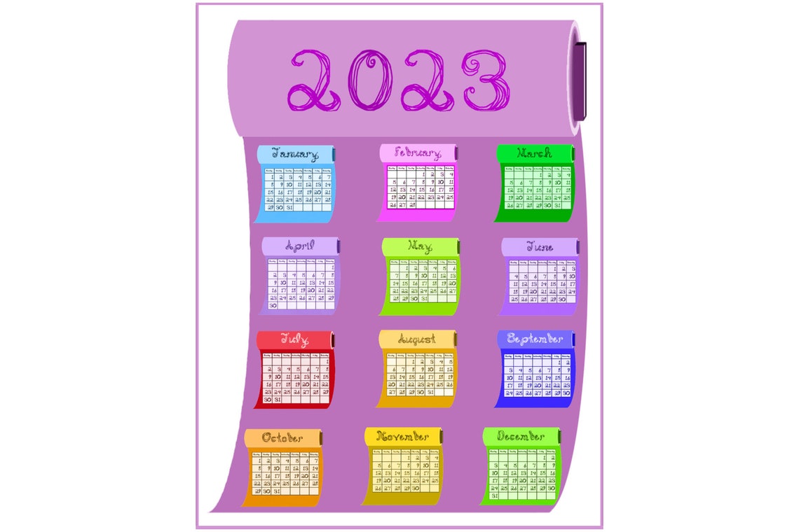 2023 Calendar Printable Bundle Sewing Fabric Bolt Fabric Font - Etsy