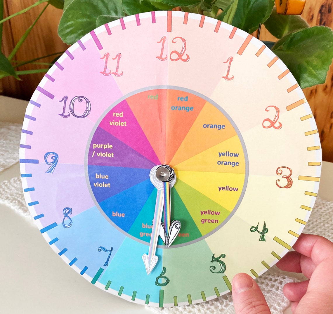 Tell Time Clock Color Wheel Printable Educational With Movable Hour ...