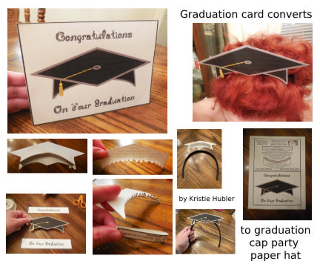 Graduation Card and Party Hat Printable With Congratulations on Your ...