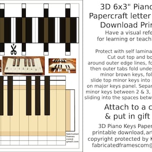 Piano Keys Paper Crafts Printable 3D Papercraft Digital Download 6x3 ...