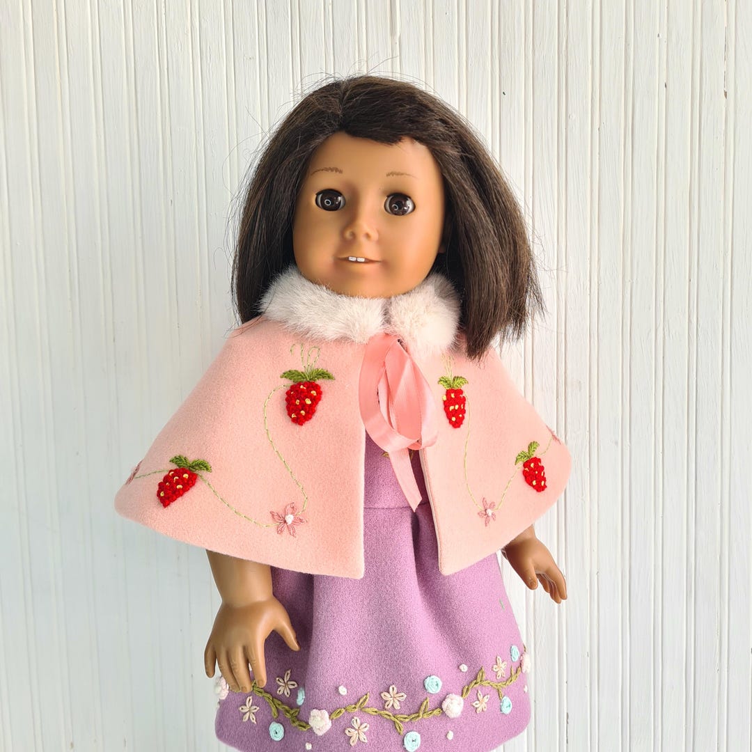 Strawberry Cape for 18 Inch Dolls: Embroidered American Girl Doll ...