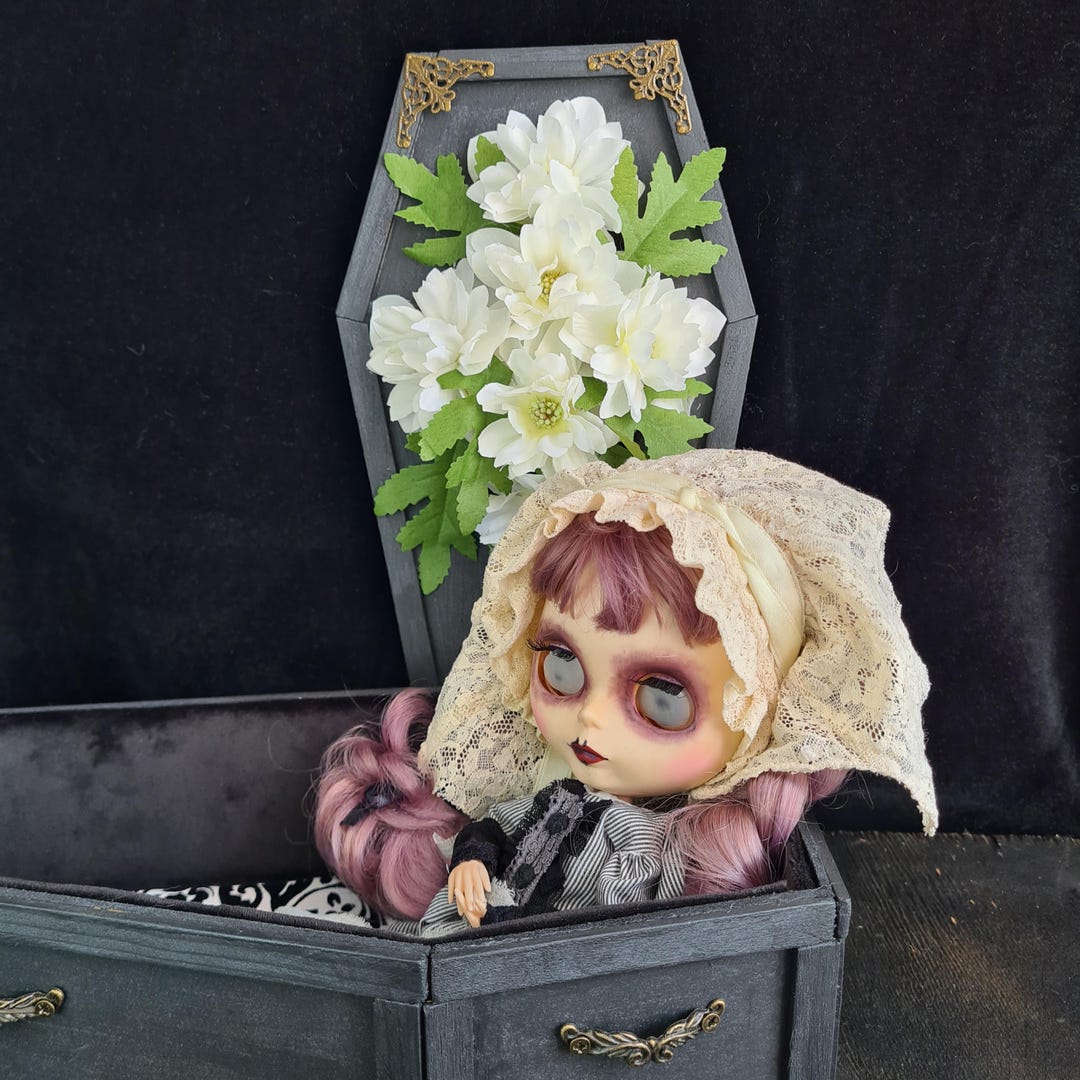 Coffin for Vampire Blythe & 12” Dolls – Handmade OOAK Gothic Prop ...