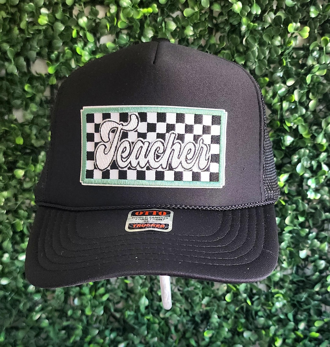 Teacher Trucker Hat: Checkered Patch, Retro Millennial Style - Etsy