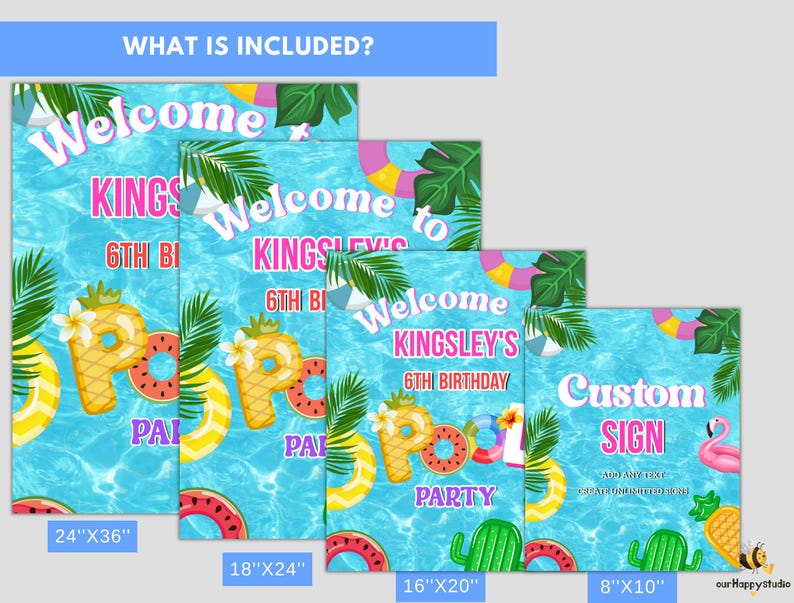 Editable Pool Party Welcome Sign, Swim Party Custom Sign, Summer Party ...