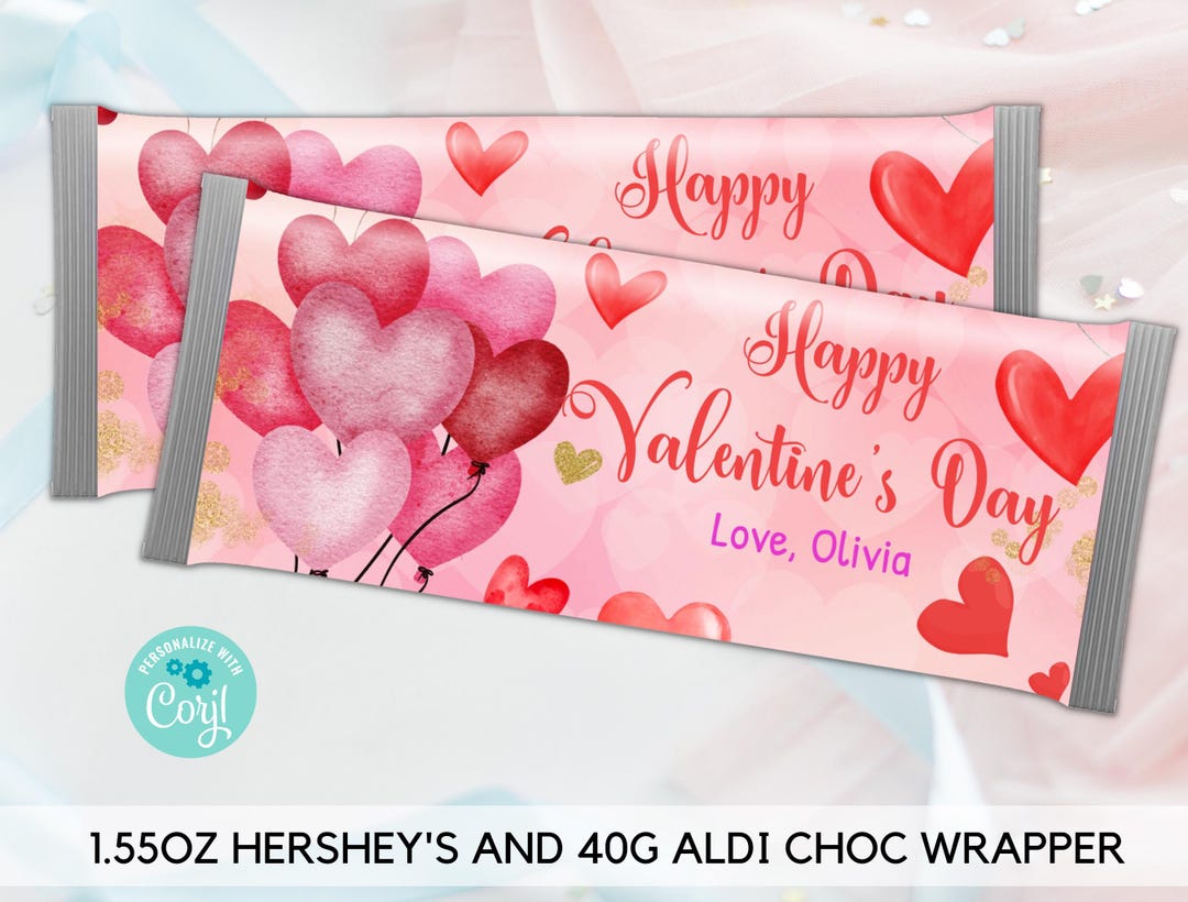 Editable Valentine's Day Chocolate Bar Wrapper, Happy Valentine's Day ...