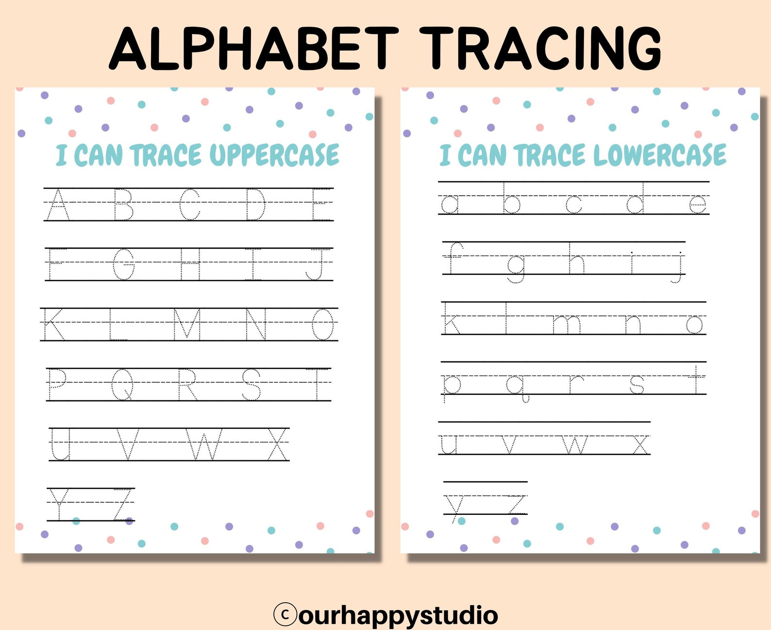 Printable Alphabet Tracing Printable Handwriting Worksheet. - Etsy