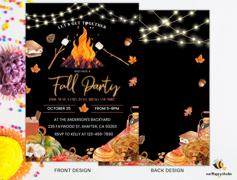 Editable Fall Party Invitation, Fall Harvest Party Text Invitation ...