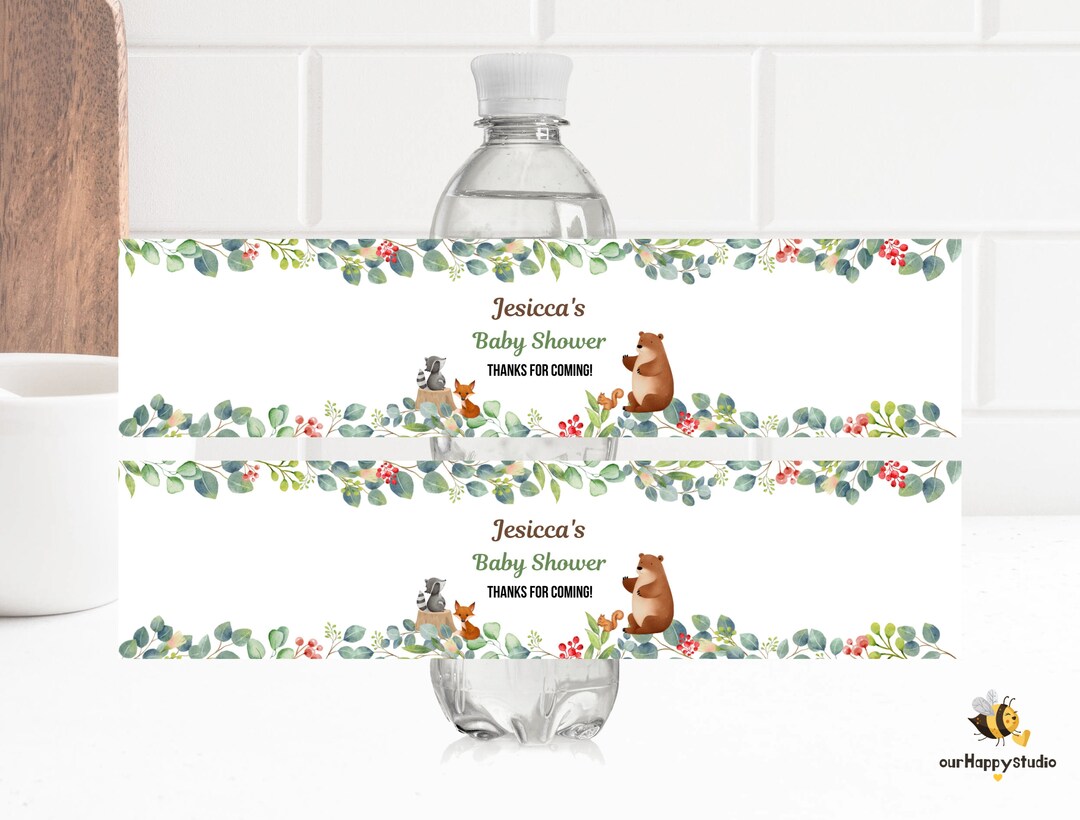 Editable Woodland Water Bottle Label, Woodland Animals Water Bottle ...