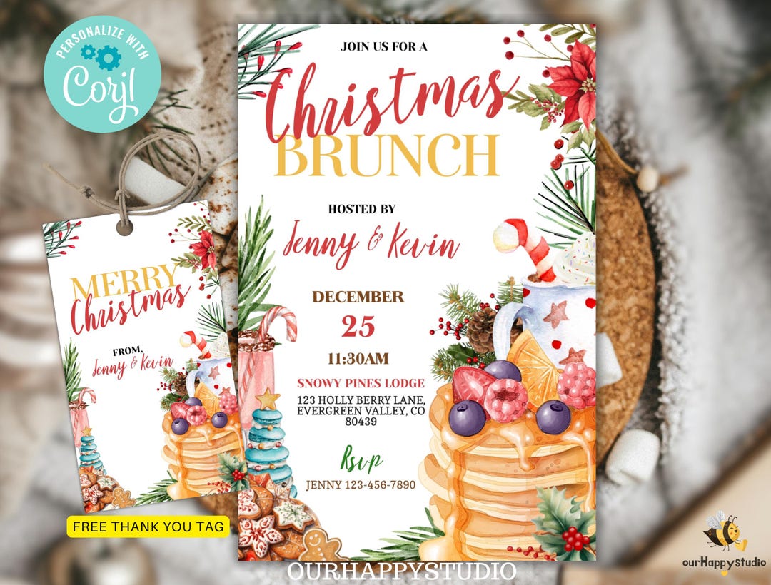 Editable Christmas Brunch Invitation, Christmas Breakfast Invite ...