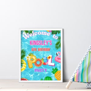 Editable Pool Party Welcome Sign, Swim Party Custom Sign, Summer Party ...