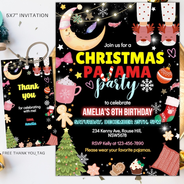Christmas Party Sleepover Invitation - Etsy