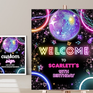 Editable Dance Party Welcome Sign, Disco Party Custom Sign, Dance Party ...