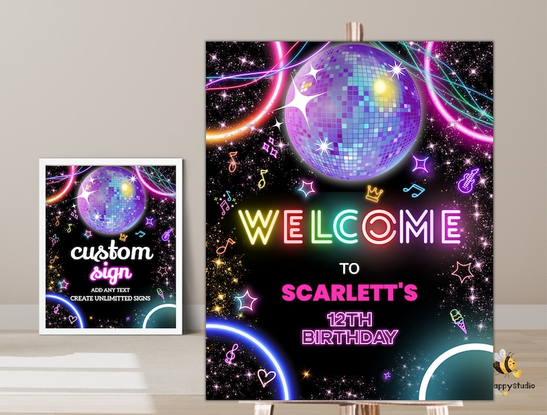 Editable Dance Party Welcome Sign Disco Party Custom Sign - Etsy