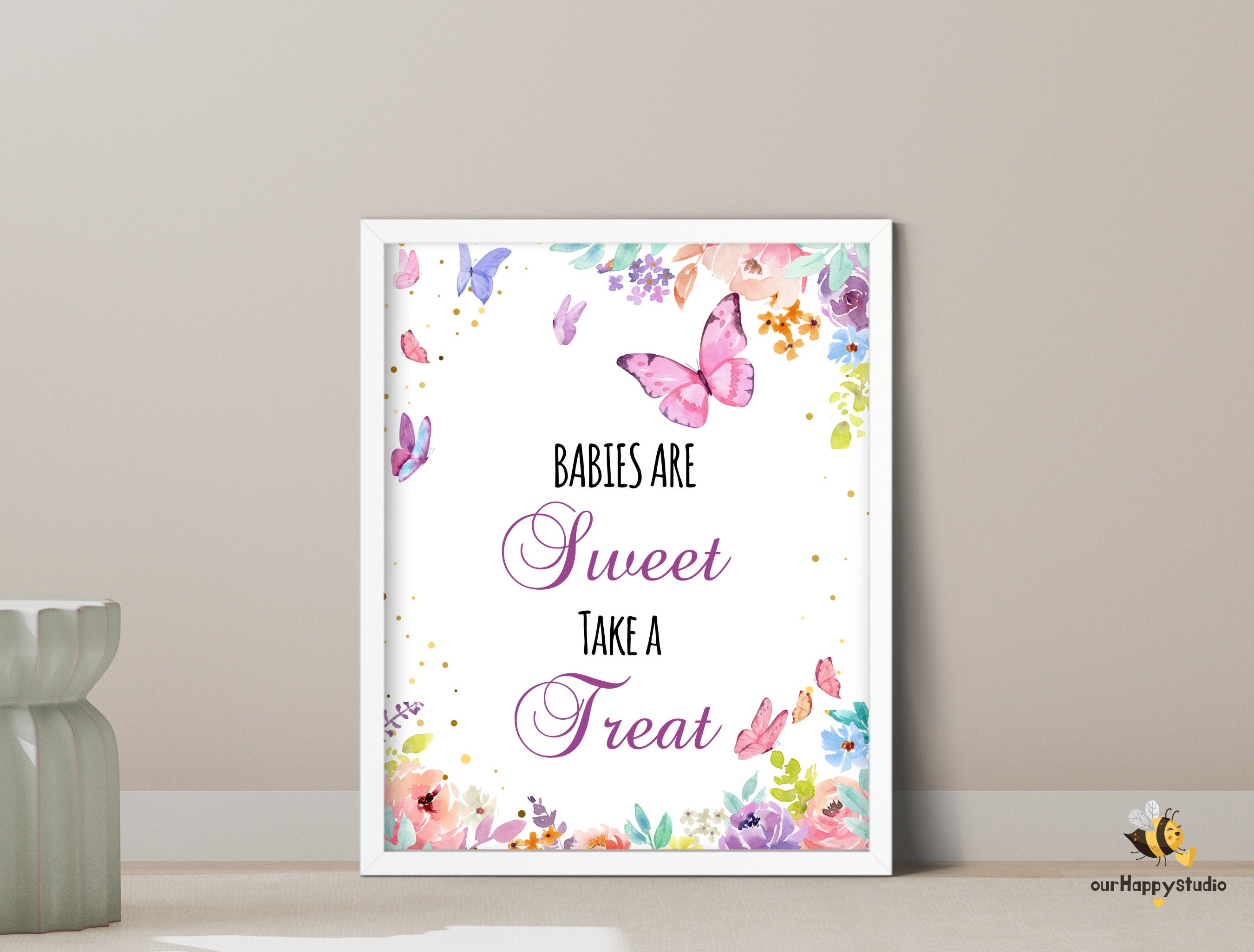 Editable Butterfly Baby Shower Sign Bundle, Baby Shower Sign, Printable ...