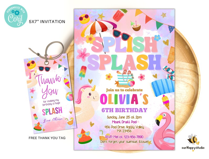 Editable Pool Party Birthday Invitation Splish Splash Pool - Etsy