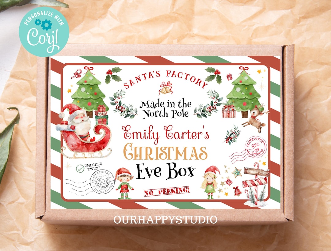 Editable Christmas Eve Box Label Template, Christmas Eve Box Sticker ...