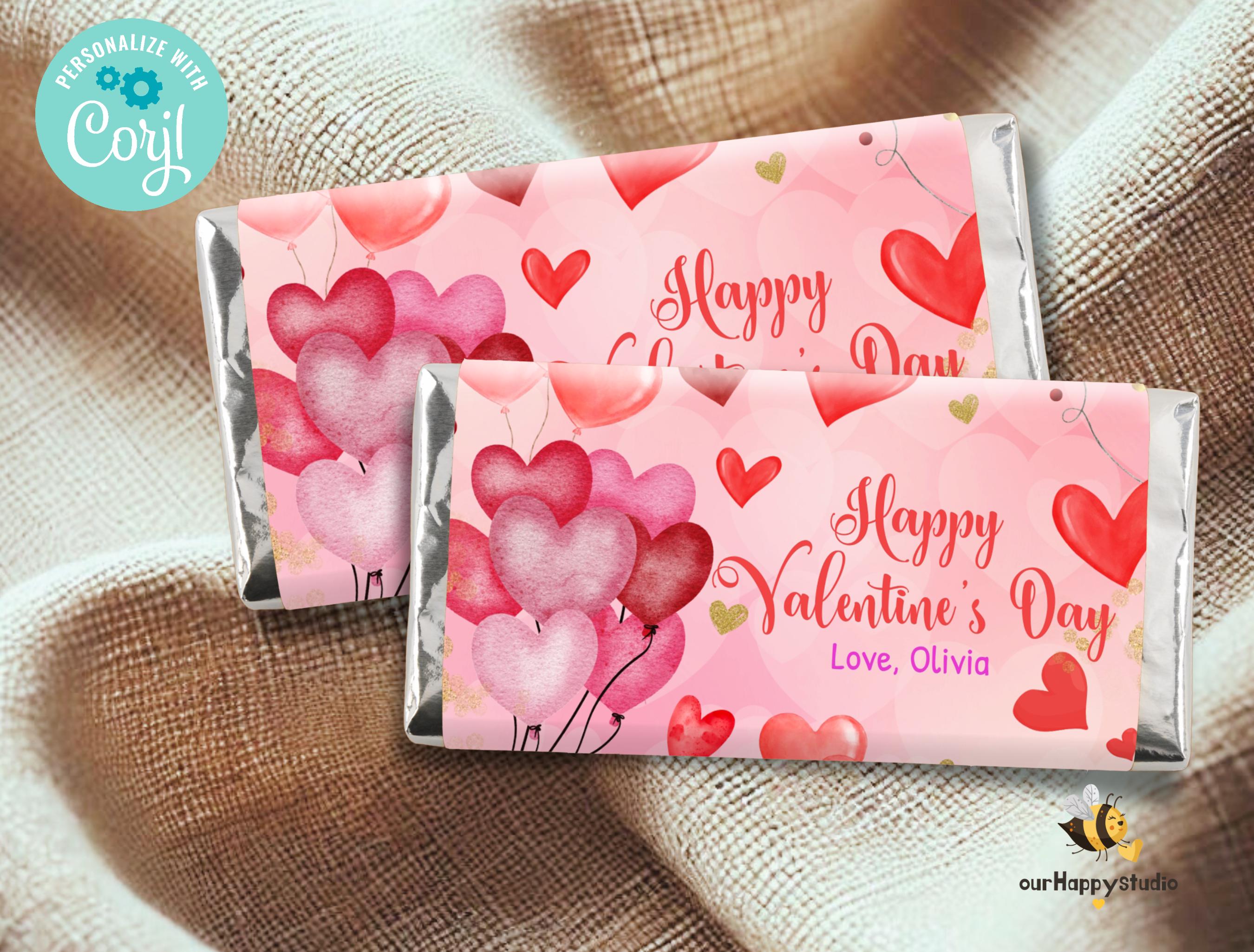 Editable Valentine's Day Chocolate Bar Wrapper, Happy Valentine's Day ...