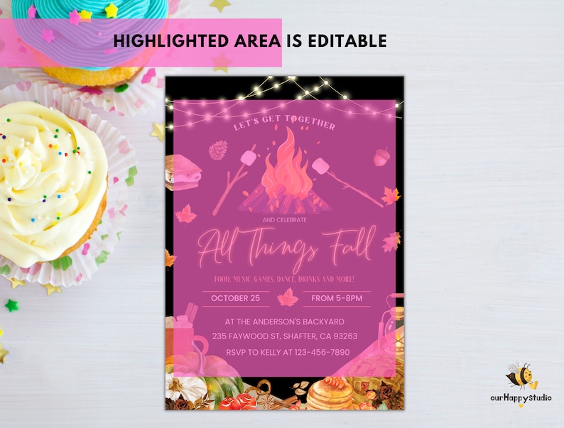 Editable Fall Party Invitation, Fall Harvest Party Text Invitation ...