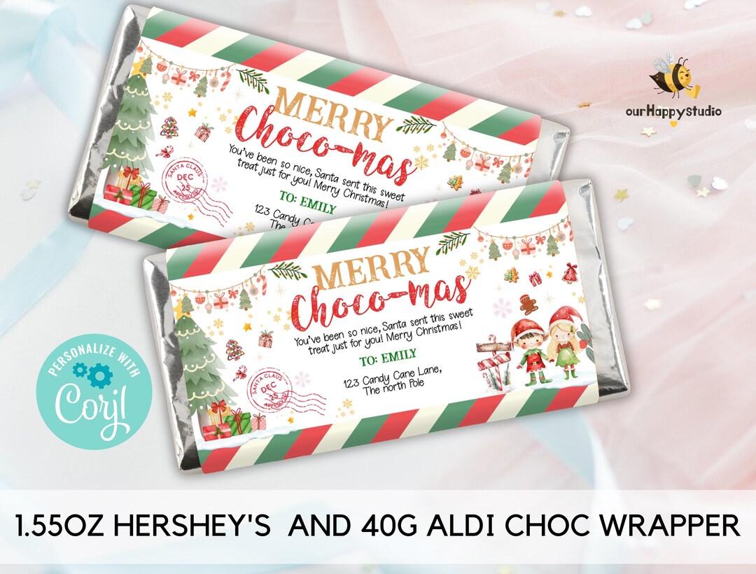 Editable Christmas Chocolate Bar Wrapper, Santa Chocolate Bar Wrapper ...