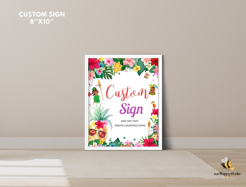 Editable Aloha Welcome Sign, Hawaiian Party Custom Sign, Tropical Party ...