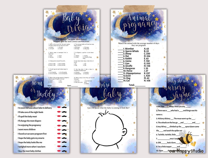 Editable Twinkle Little Star Baby Shower Game, Over the Moon Baby ...