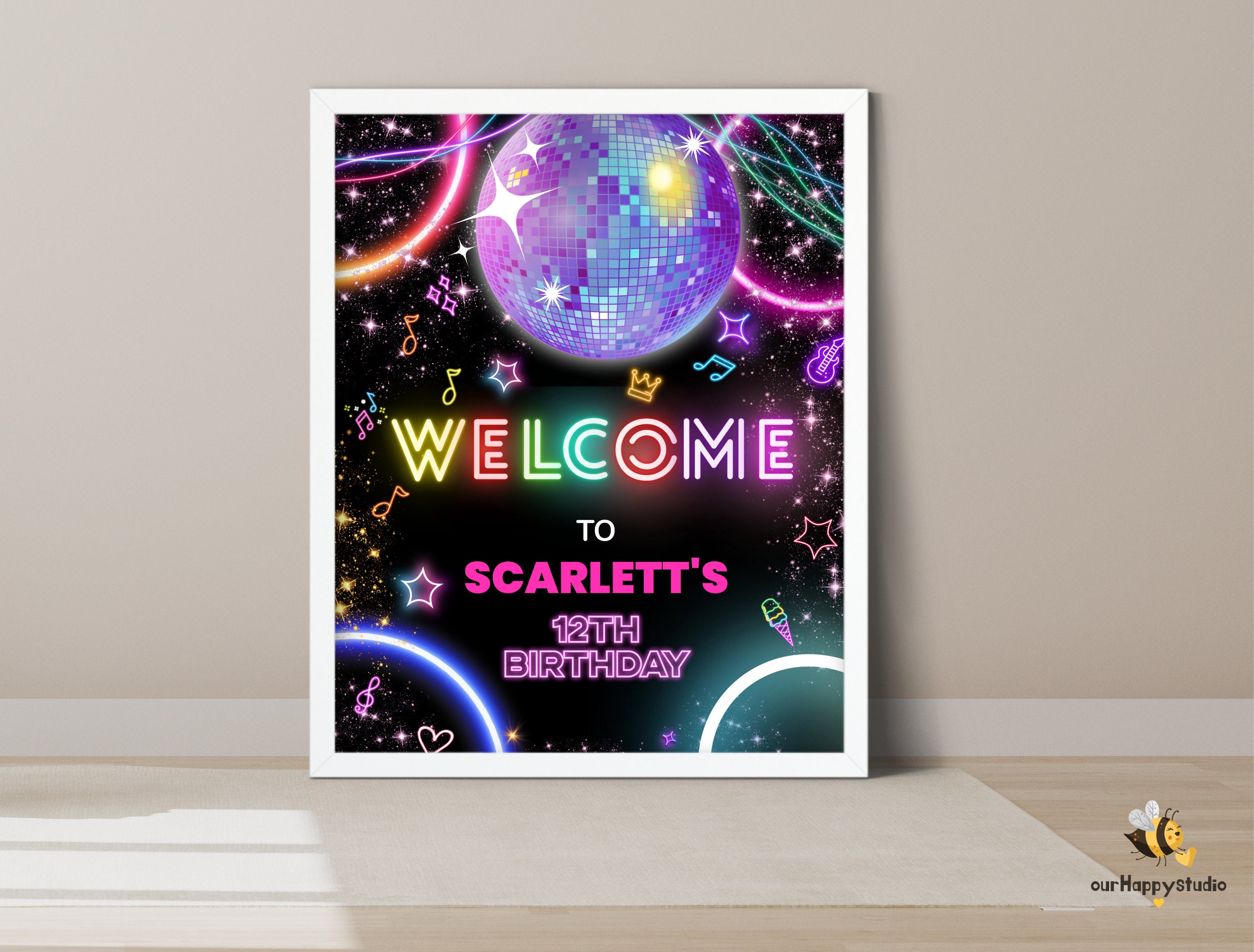 Editable Dance Party Welcome Sign Disco Party Custom Sign - Etsy