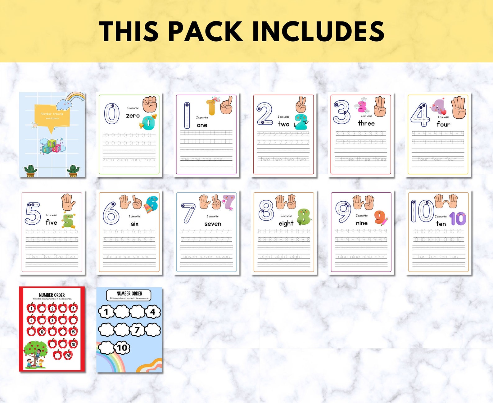 Printable Number Tracing Printable Handwriting Worksheet. DIGITAL 1-10 ...