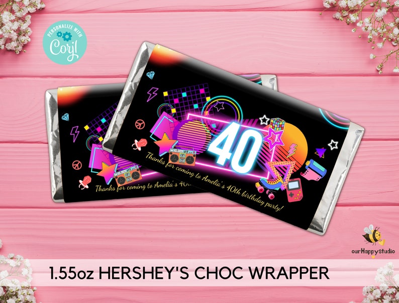 Editable Back to 80S Chocolate Bar Wrapper Template 40th - Etsy