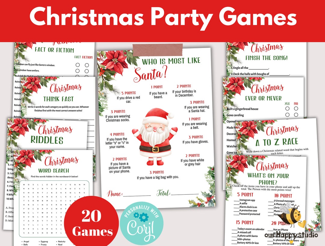 Editable Christmas Games Bundle, Christmas Party Game Package ...