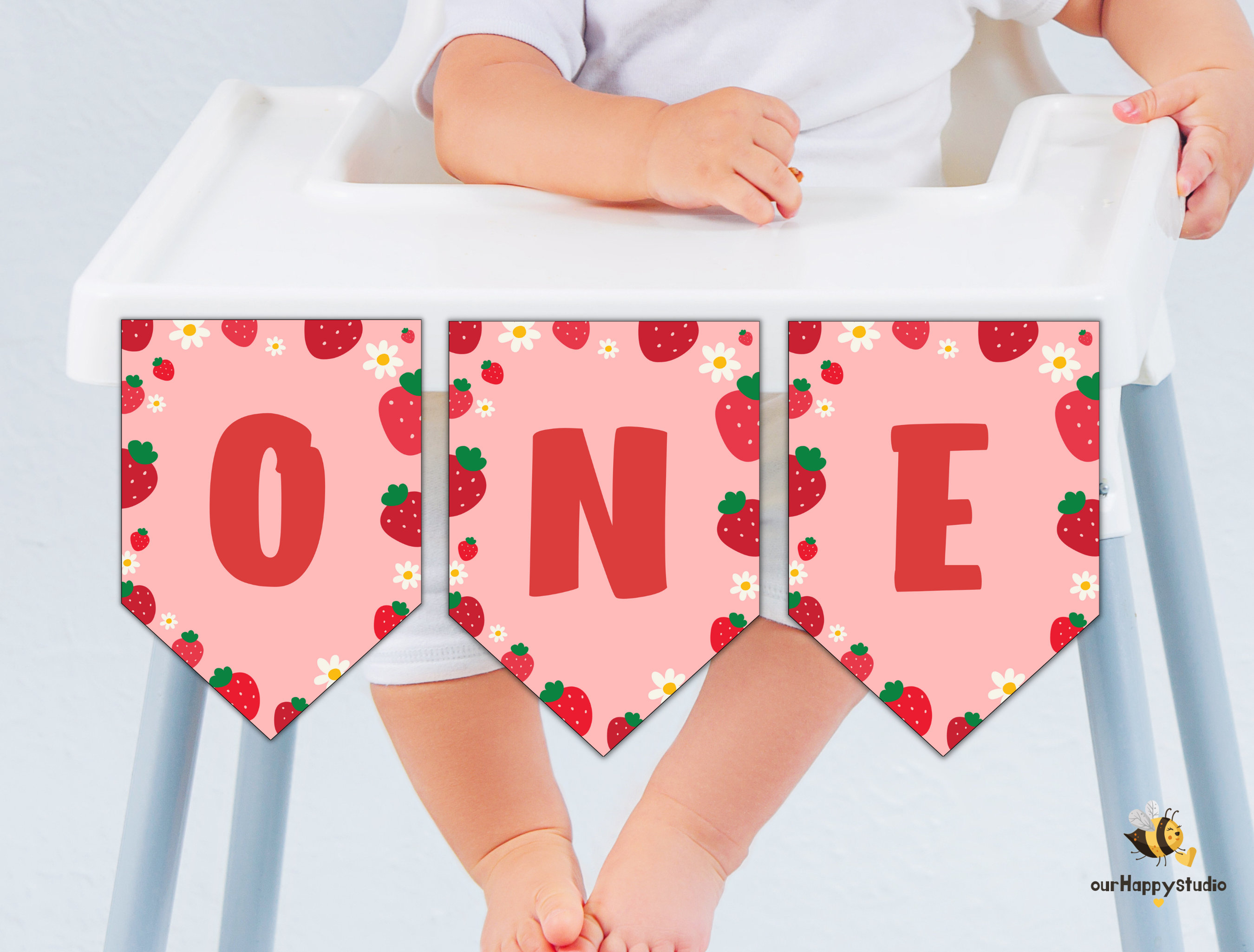 Editable Berry First Highchair Banner, Berry First Birthday Party ...