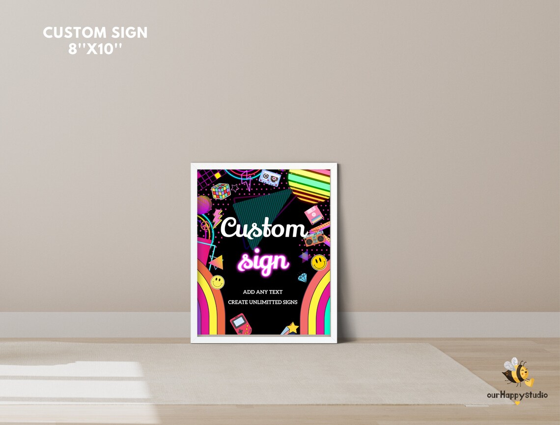 Editable 80S Welcome Sign Back to the 80S Neon Party Custom - Etsy