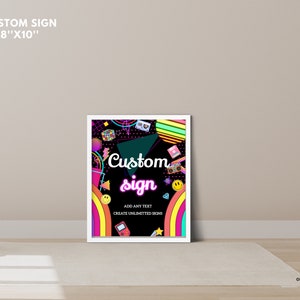 Editable 80S Welcome Sign, Back to the 80S Neon Party Custom Sign ...