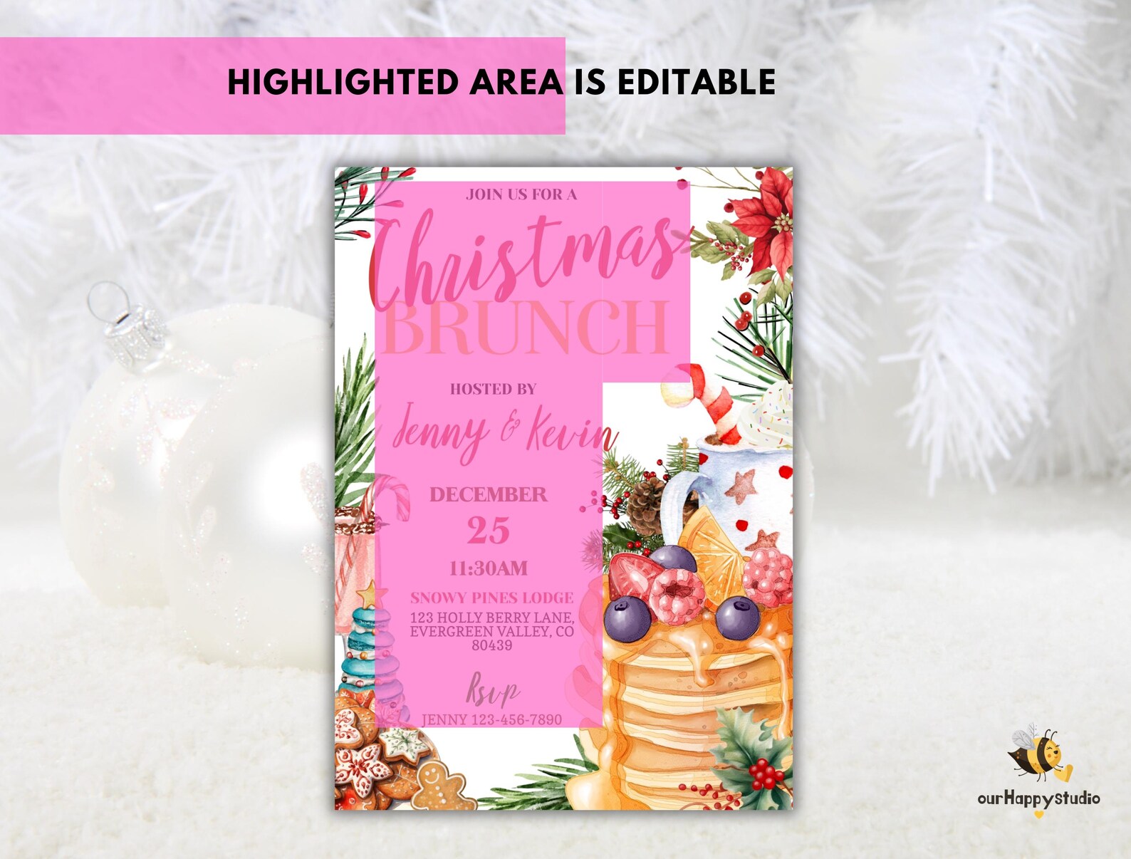 Editable Christmas Brunch Invitation, Christmas Breakfast Invite ...