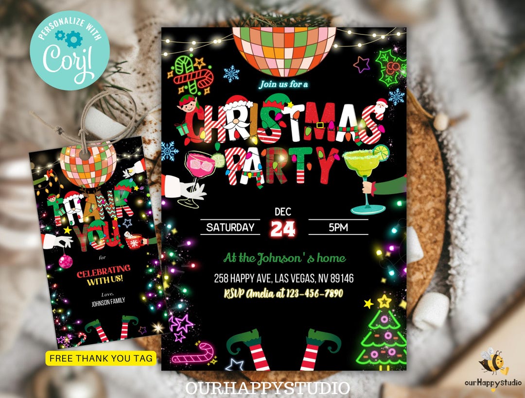 Editable Christmas Party Invitation, Xmas Party Invite, Holiday Party ...