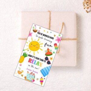Editable Summer Teacher Appreciation Gift Tag End of School Year Thank ...
