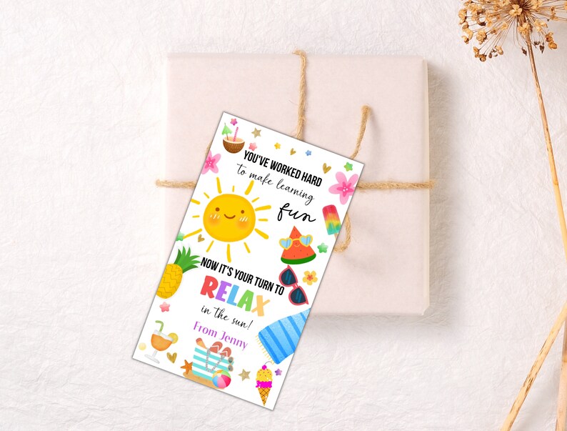 Editable Summer Teacher Appreciation Gift Tag End of School Year Thank ...