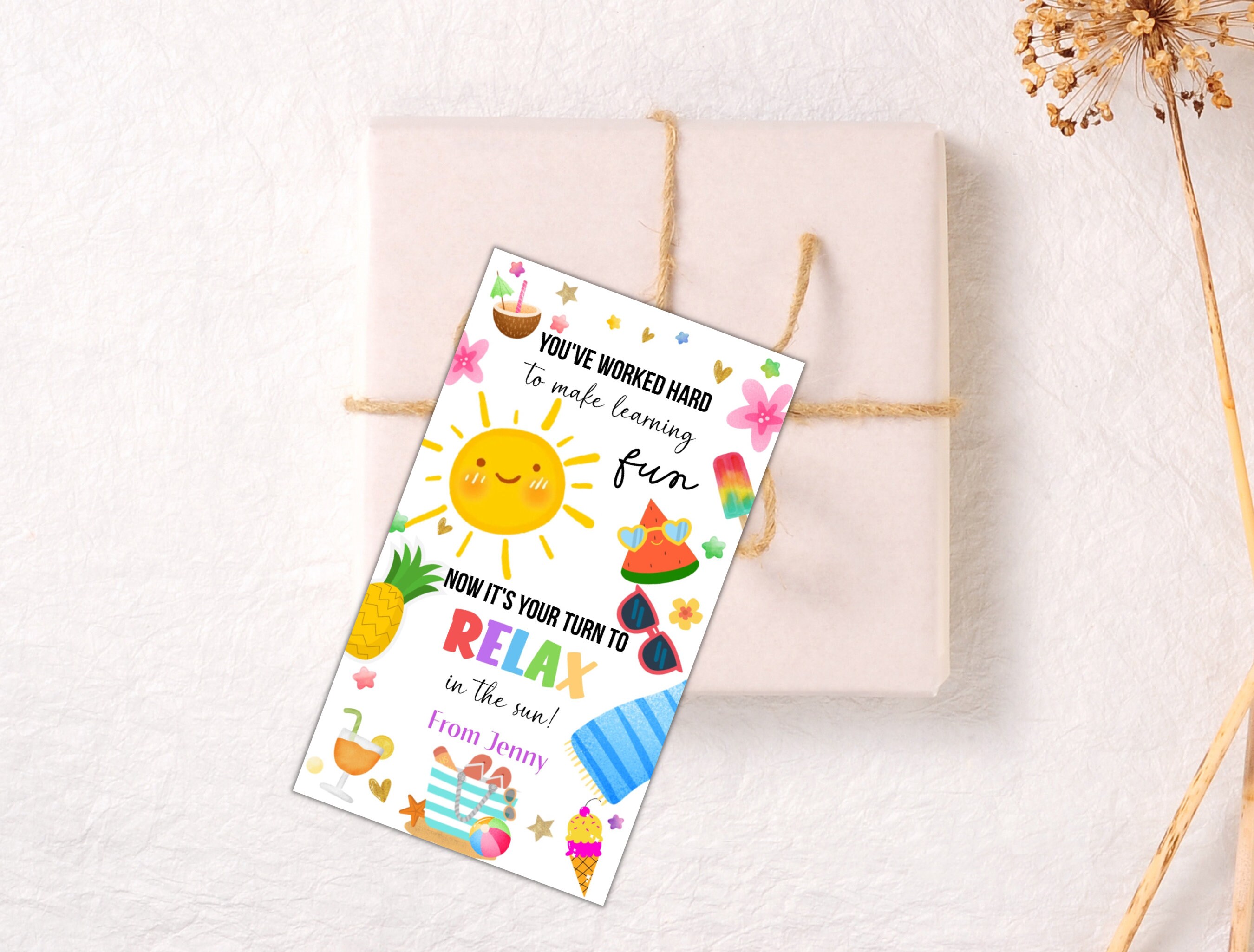 Editable Summer Teacher Appreciation Gift Tag End of School - Etsy