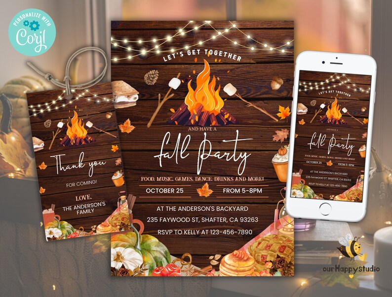 Editable Fall Party Invitation, Fall Harvest Party Text Invitation ...