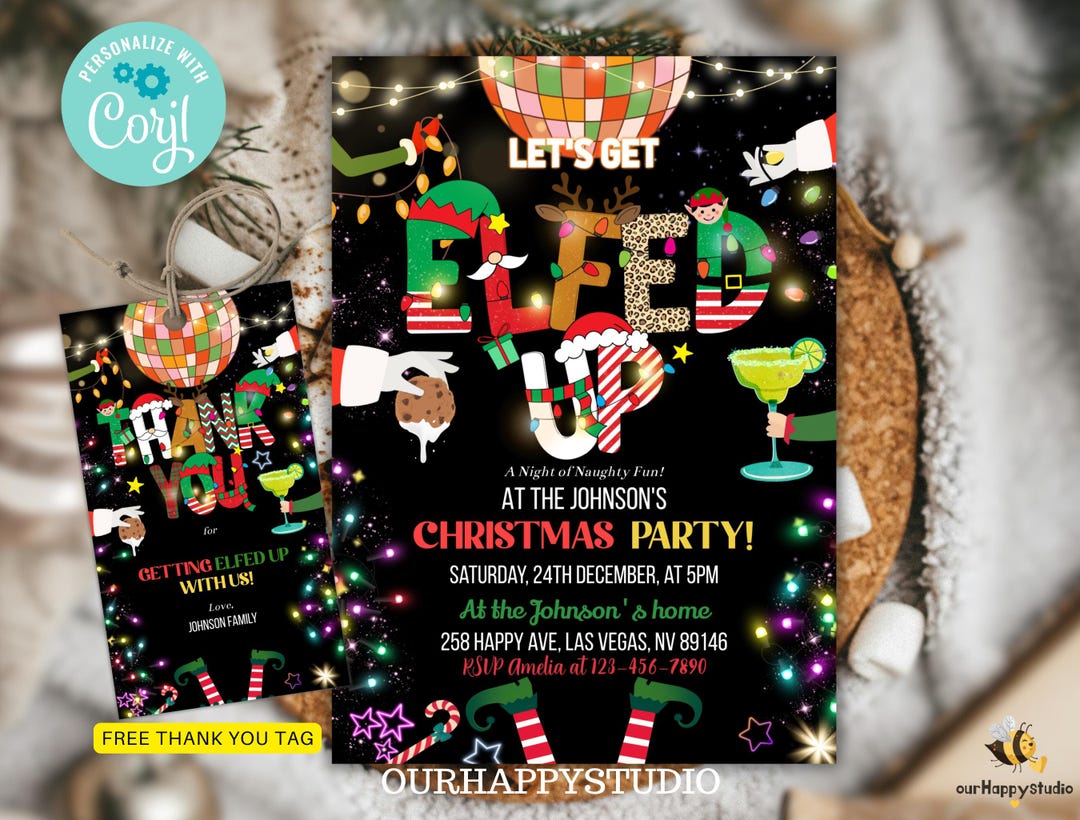 Editable Elfed up Party Invitation, Xmas Party Invite, Holiday Party ...