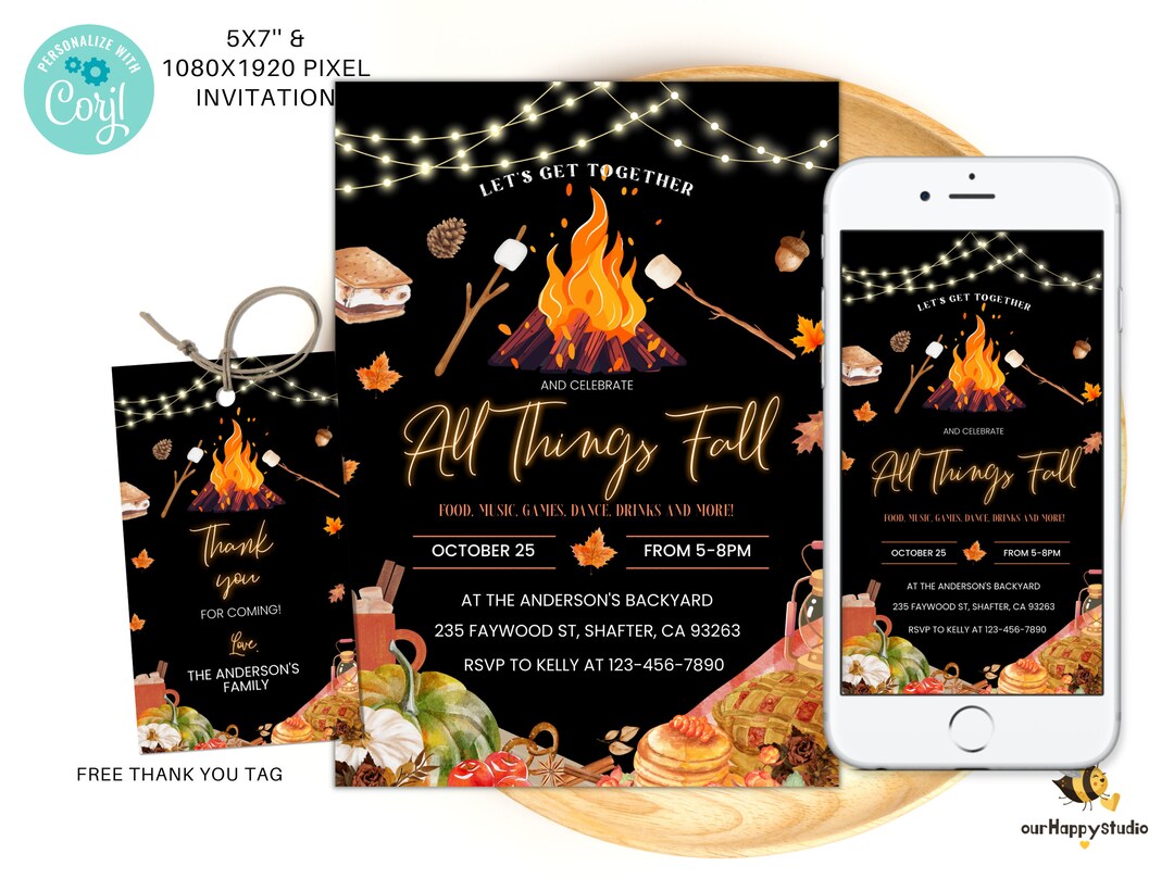 Editable Fall Party Invitation, Fall Harvest Party Text Invitation ...