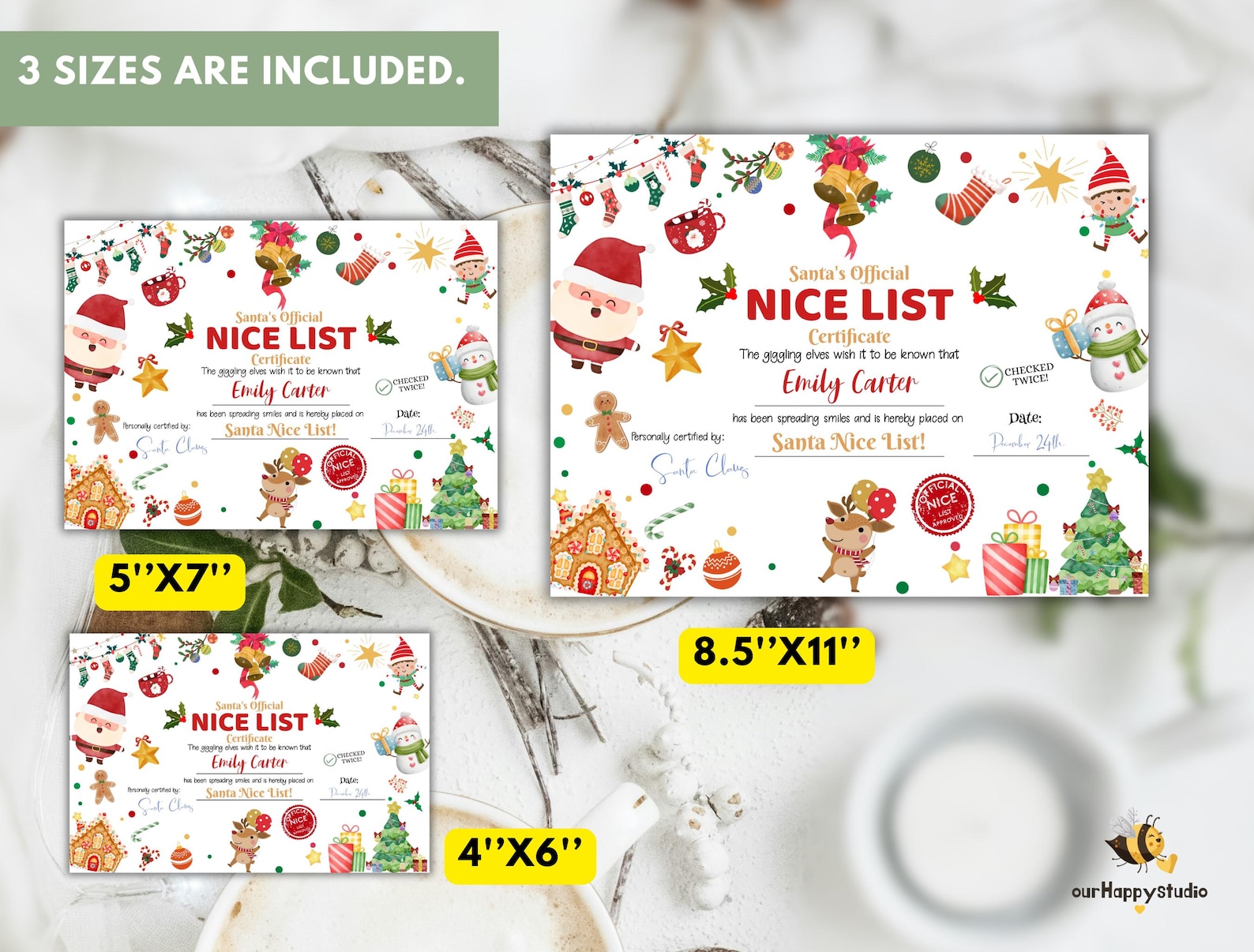 Editable Santa Claus Nice List Certificate Letter, North Pole Christmas ...