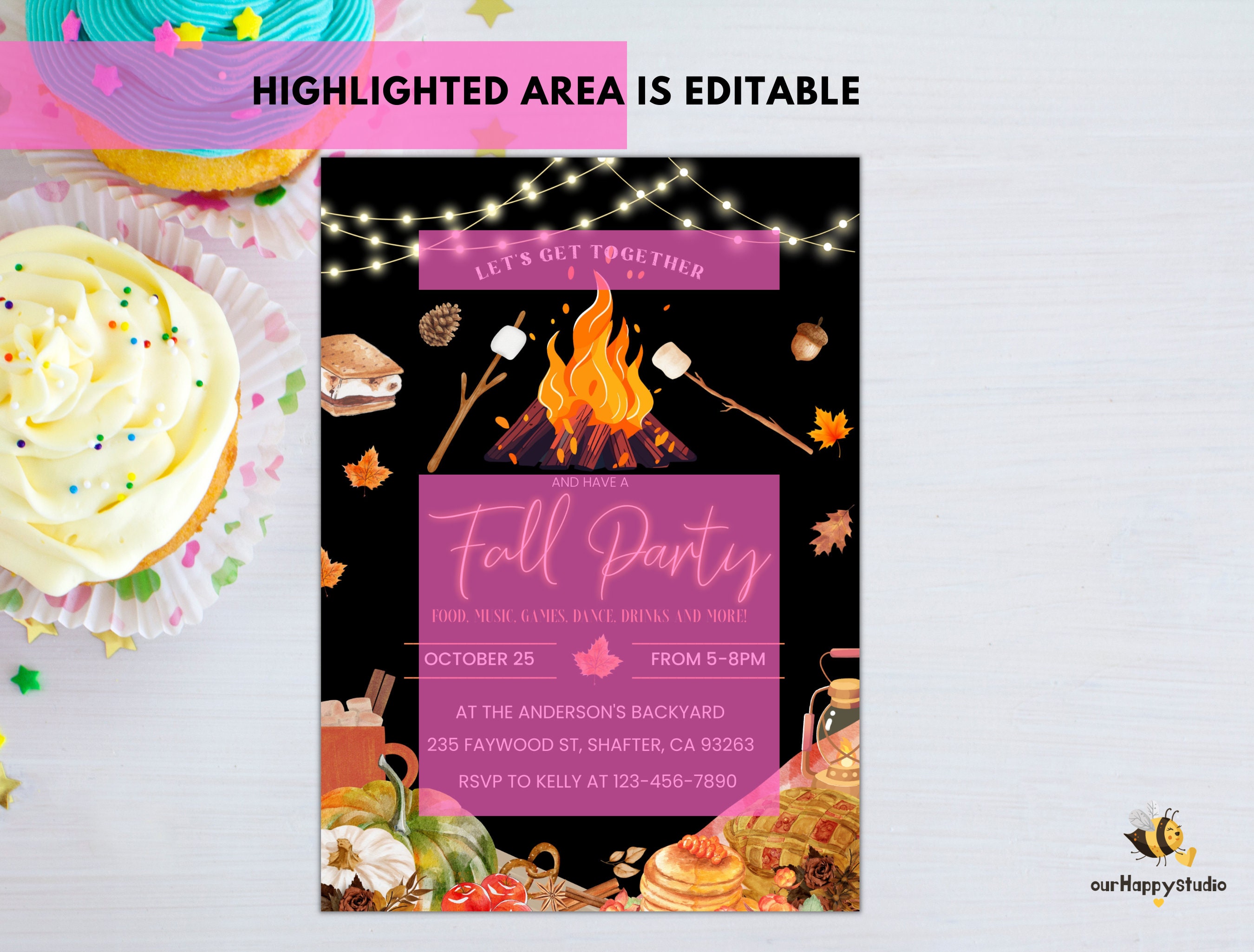 Editable Fall Party Invitation, Fall Harvest Party Text Invitation ...