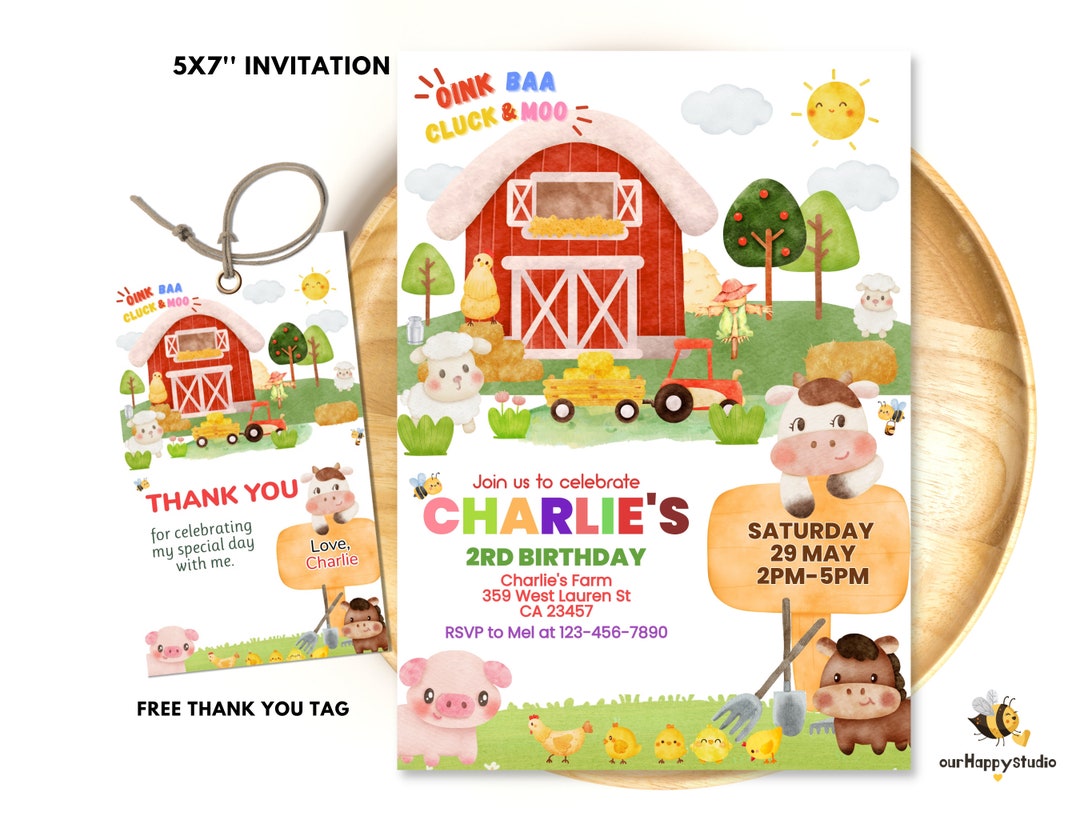 Editable Farm Birthday Invitation, Boy Barn Party, Girl Farm Invite ...
