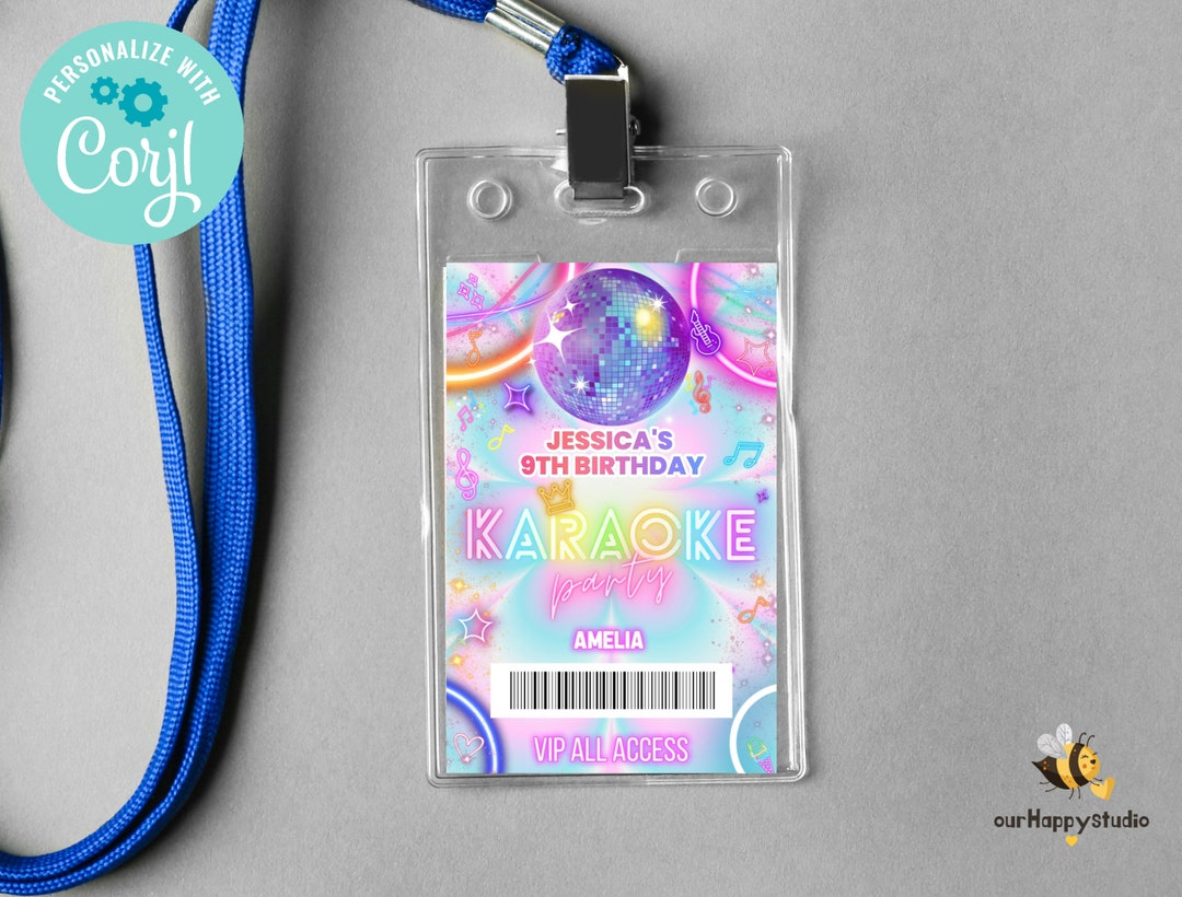 Editable Karaoke Party VIP Pass Template, Disco Party Access Card ...